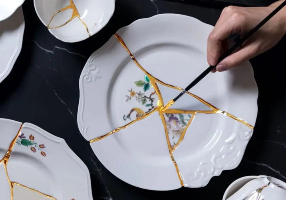 Seletti Kintsugi: Porcelain Plates, Vases & Cutlery in Gold