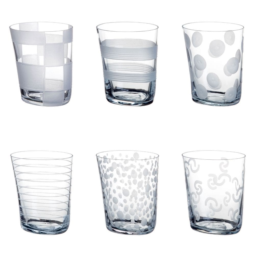 Carlo Moretti Bora Molati set 6 tumblers white in Murano glass