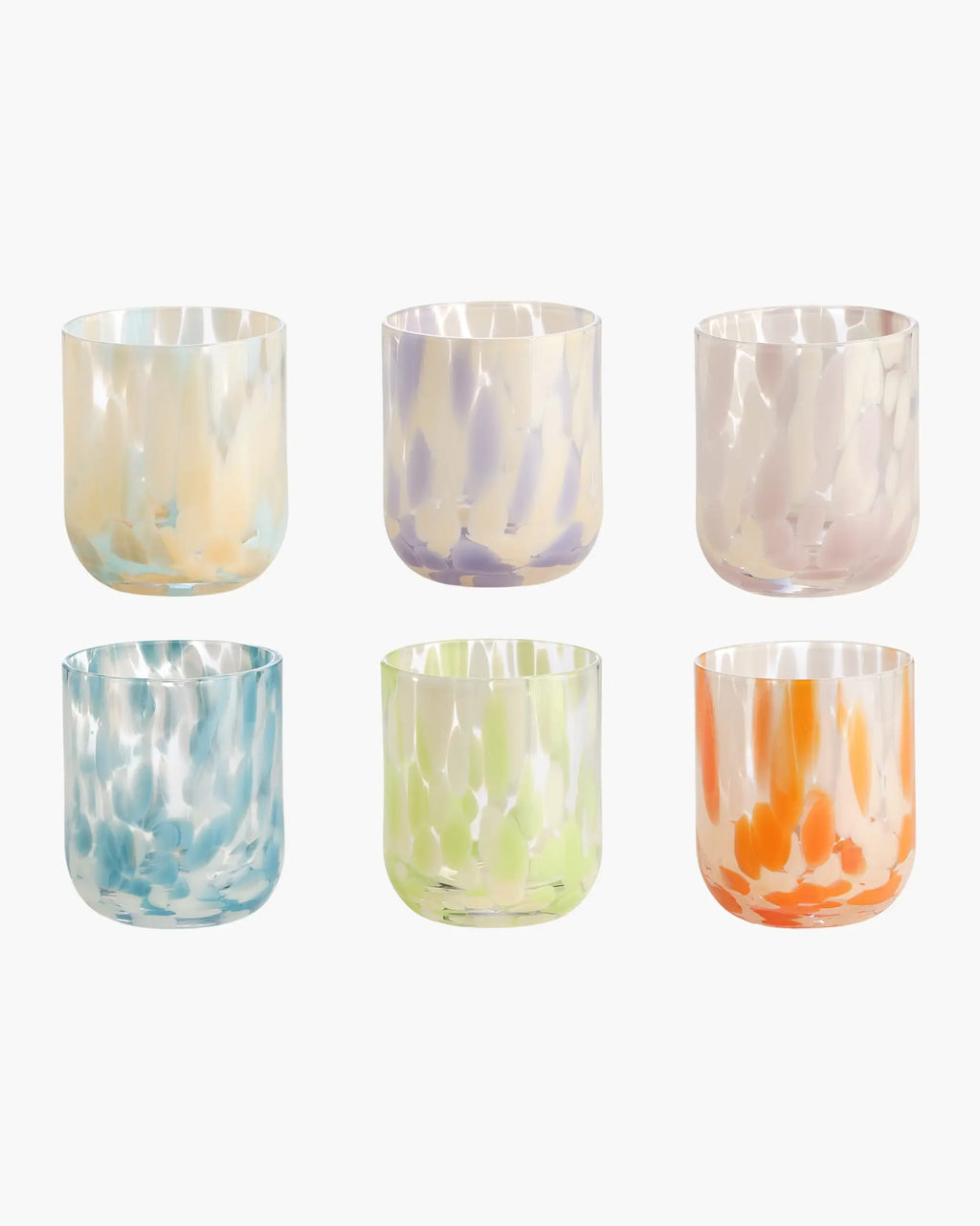 Ivv Antigua set 6 glass tumblers with droplets, mixed color