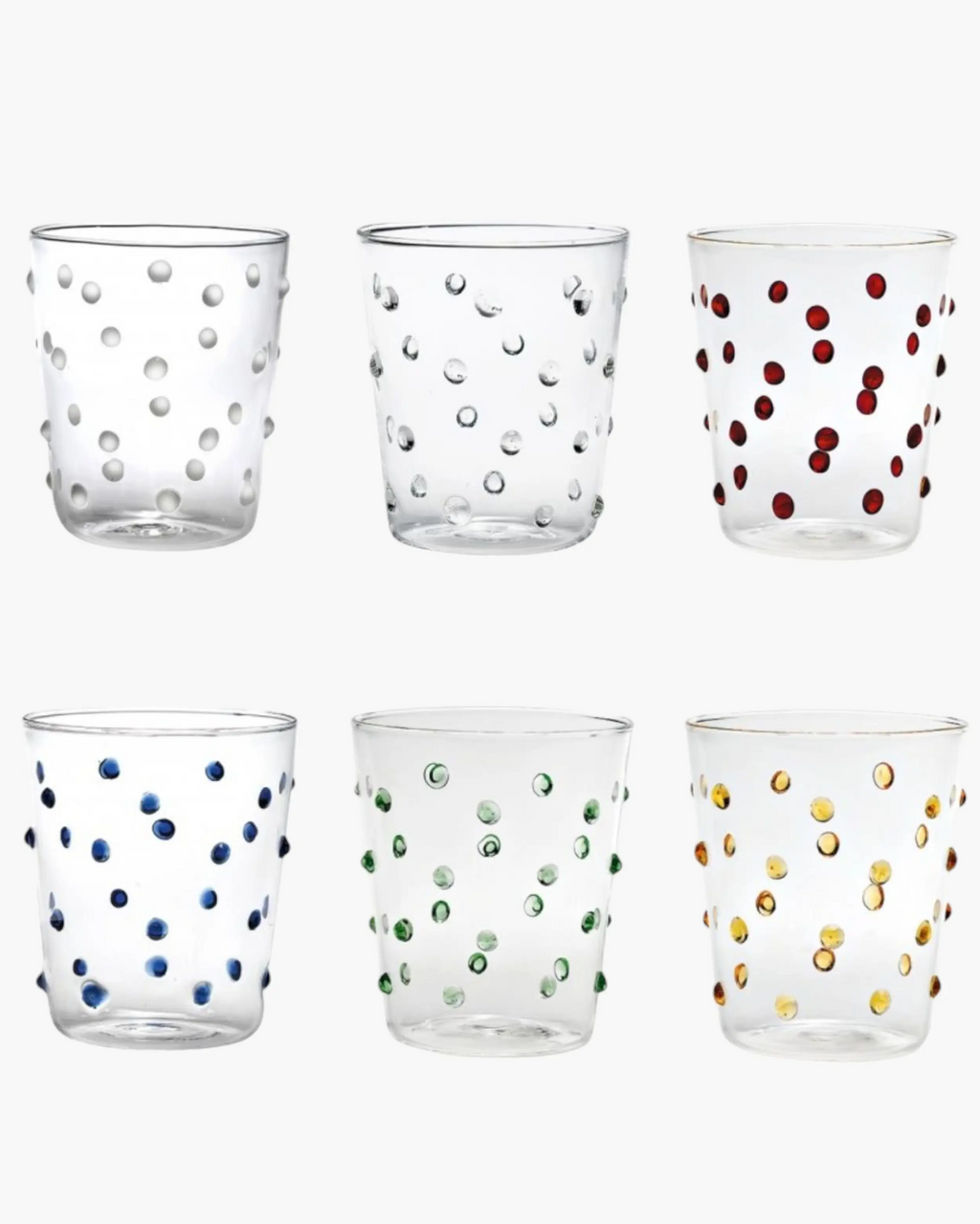 Zafferano Party set 6 water glasses with polka dots mixed colors