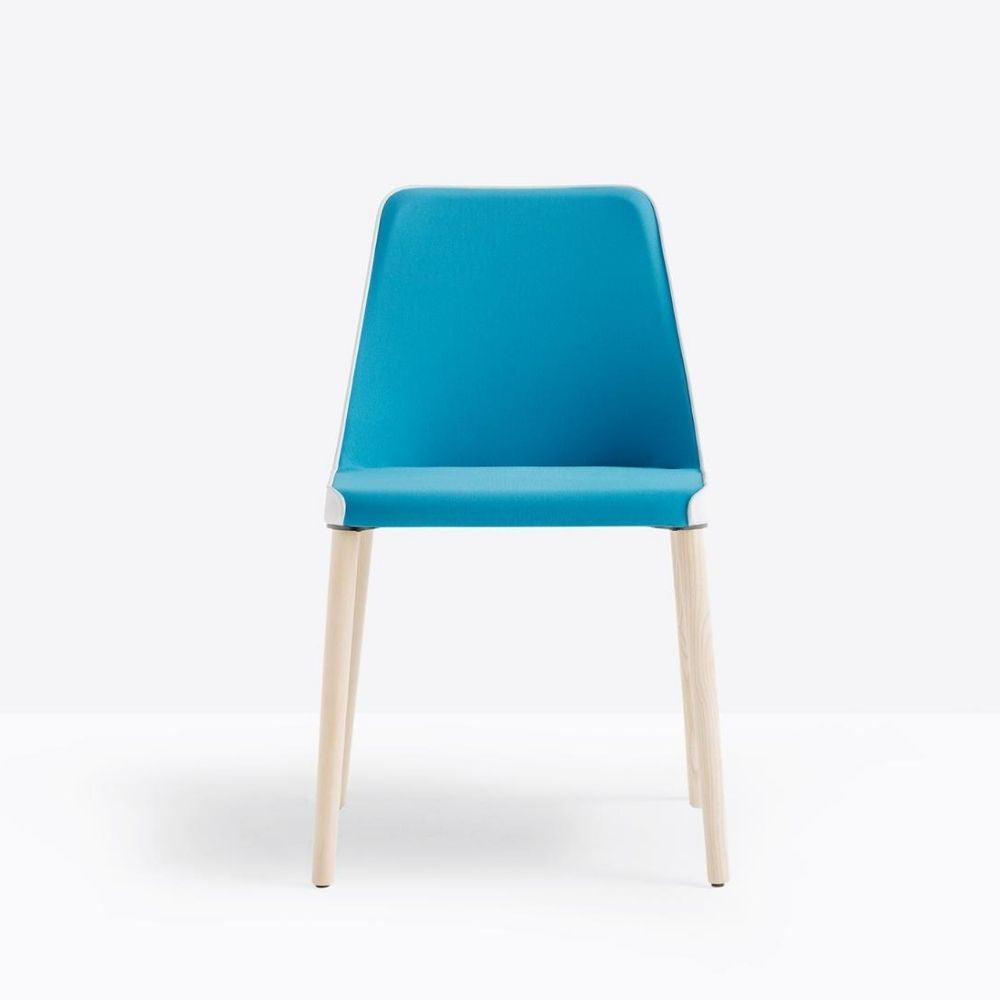 Pedrali Laja 883 padded chair in fabric with wood legs